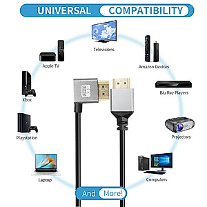 RIIEYOCA 90 Degree Left Angle UHD 4K HDMI Male to HDMI Male 18Gbps High Speed 2.0 Extender Coiled Cable Supports 4K@60Hz,1080p,ARC,3D,for DVRs,HDTV,Roku Ultra Stretchable to 1.5M/5FT