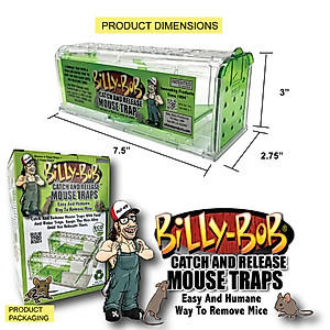 Billy Bob 2 pk Catch and Release Mouse Trap. Patented. Easy and Humane Way to Remove Mice. Effective no-Kill Mouse Trap.