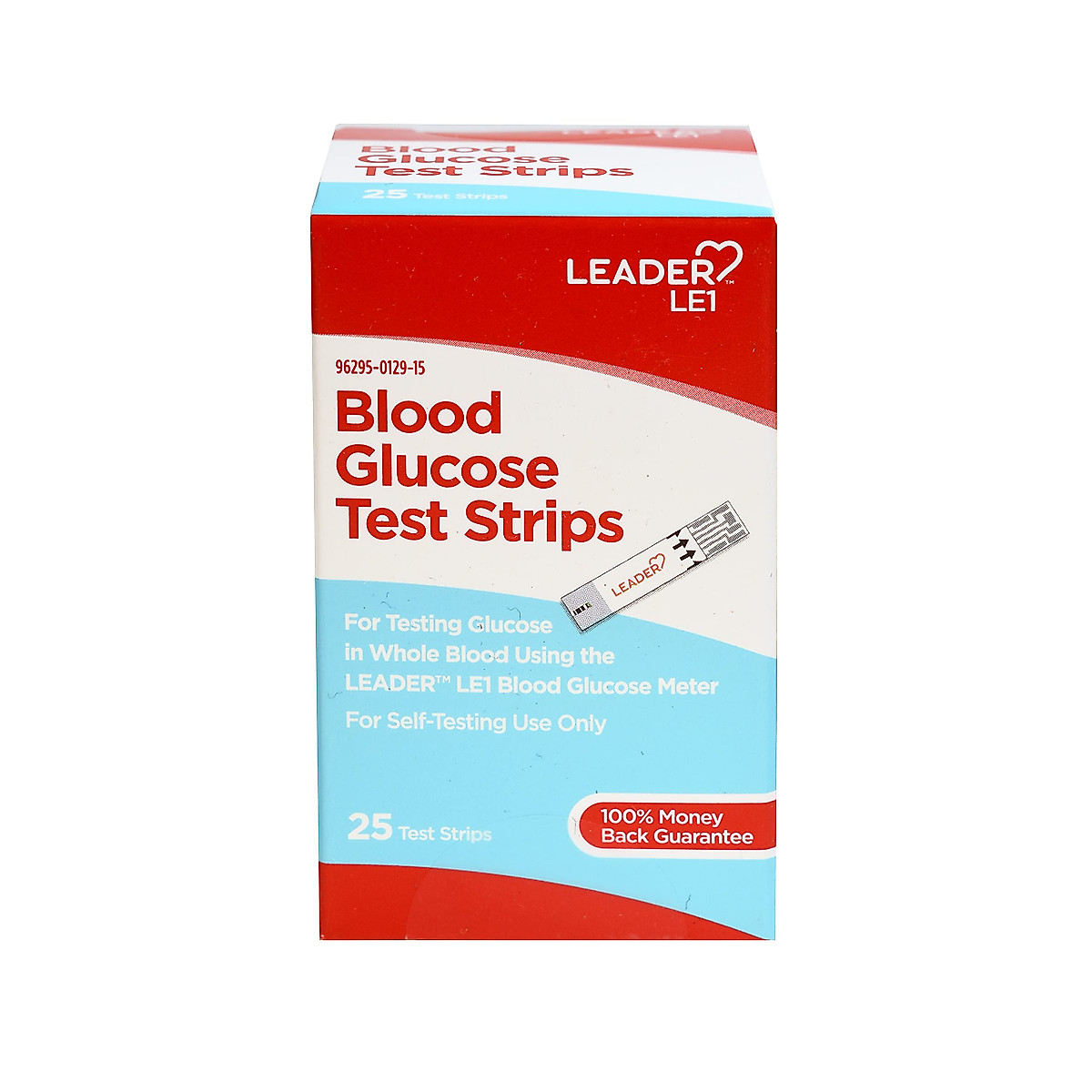 LEADER Blood Glucose Test Strips for Diabetes, No-Coding, Fast Accurate Results, Compatible with LEADER Blood Sugar Monitor only, 25 Strips, Pack of 1