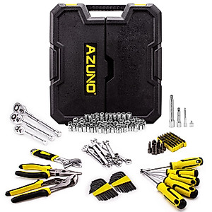 AZUNO 303PCS Mechanic Tool Set, DIY Hand Tool Kit Set, Auto Repair Tool Box, Multi-Function Organizer with Black Storage Case
