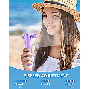 Jkjoy Mini Handheld Fan, Portable Hand Fan with USB Rechargeable, 2000 mAh Battery Operated Pocket Fan, 3 Speeds Adjustable, 2 IN 1 Small Personal Fan for Women Girls Travel Outdoor