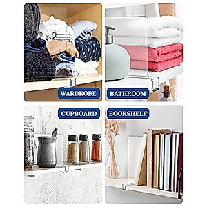 MOVNO Shelf Dividers for Closet Organization 6 Pack, Acrylic Shelf Dividers Separator, Clear Closet Dividers, Adjustable Plastic Shelve Divider for Bedroom, Kitchen, Office, Cabinets, Bathroom