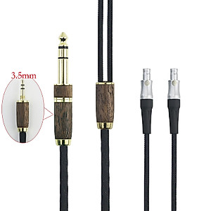 NewFantasia 6N OCC Copper Silver Plated Upgrade Audio Cable Compatible with Sennheiser HD800, HD800S, HD820 Headphones with 3.5mm Male and 6.3mm Adapter Walnut Wood Shell