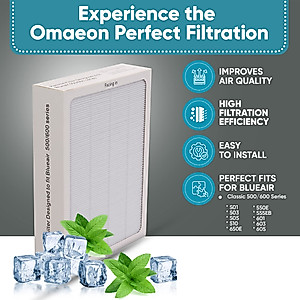 Omaeon 3-Pack for Blueair 500/600 Filter Replacement - Compatible with Blue Air Purifiers Filter 500 600 Series. 3 Particle Filters Fit Blue Air Filter Replacement 500 600, 501, 503, 510, 601, 603