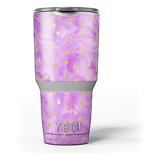 Design Skinz Gold Polka Dots Over Grungy Pink Surface - Skin Decal Vinyl Wrap Kit Compatible with The Yeti Rambler Cooler Tumbler Cups