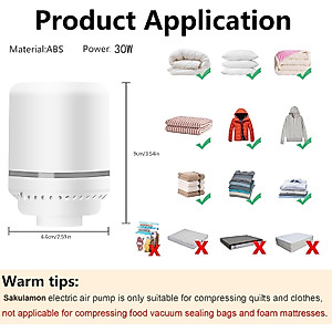 Electric Pump for Vacuum Bags, Vacuum Storage Bags Pump for Compression Clothing, Quilts, Portable Vacuum Pump Fits Most Vacuum Seal Bag (Storage Bag Not Included)