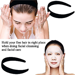 1.2 Inch Satin Headbands, Ladies and Girls Antiskid Hard Hair Bands, DIY Hair Headbands, 6 Pcs Black.