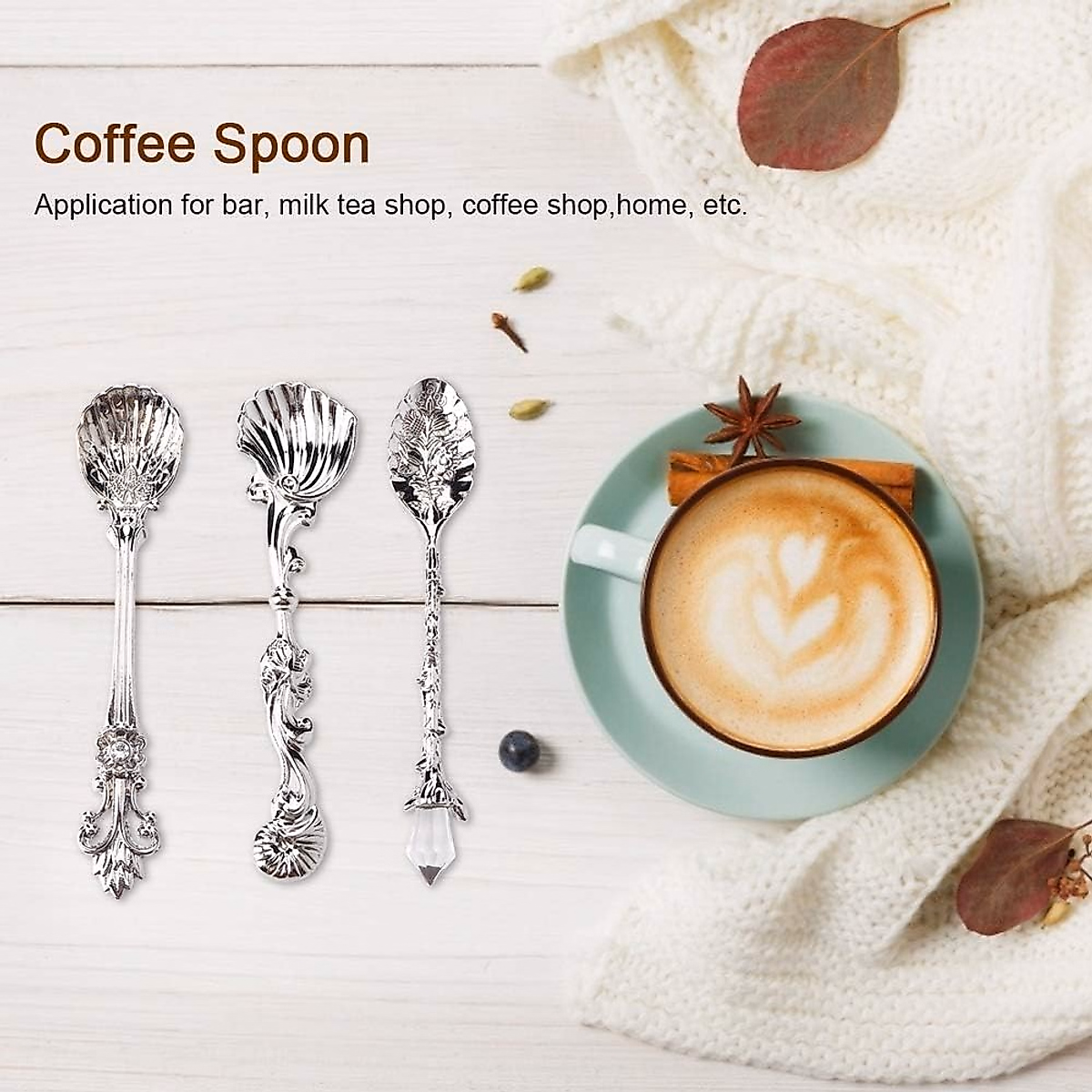6PCS Coffee Spoons, Tiny Spoons Vintage Carved Coffee Spoon Creative Tableware Espresso Spoons Small Tea Spoons Mixing Spoons Mini Dessert Spoons Teaspoons Candy Spoons Cocktail Spoon for Coffee Bar