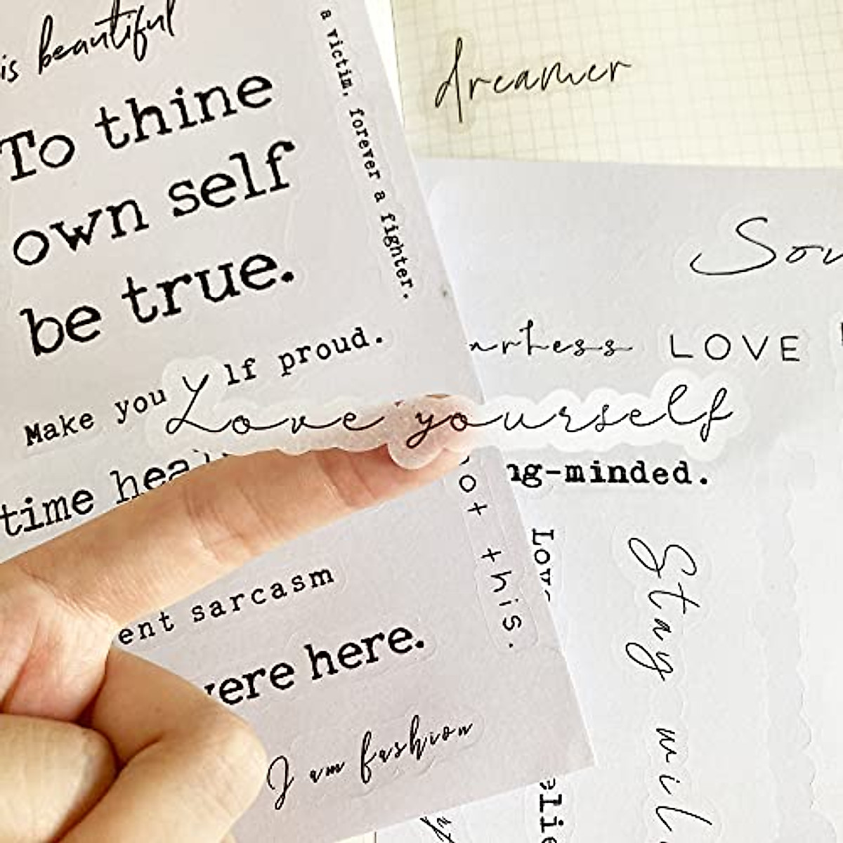 Everjoy Planner Stickers - Inspirational Quotes & Motivational Words, Simple & Neat Handwritten Letters Cute Aesthetic Journal Planner Accessories Stickers 2 Sheets