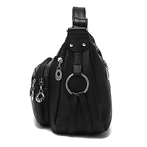 ROUROU Soft Faux Leather Shoulder Bag for Women Multi Pocket Handbag Waterproof Crossbody Bag Large Capacity Purse