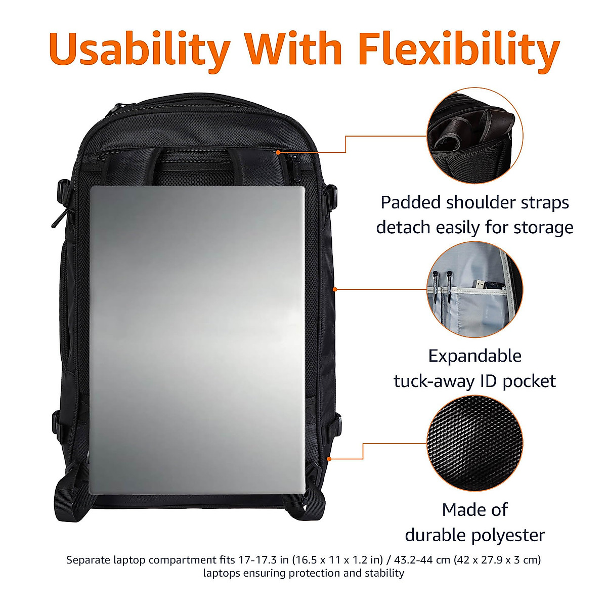 Amazon Basics Carry-On Travel Backpack - Black