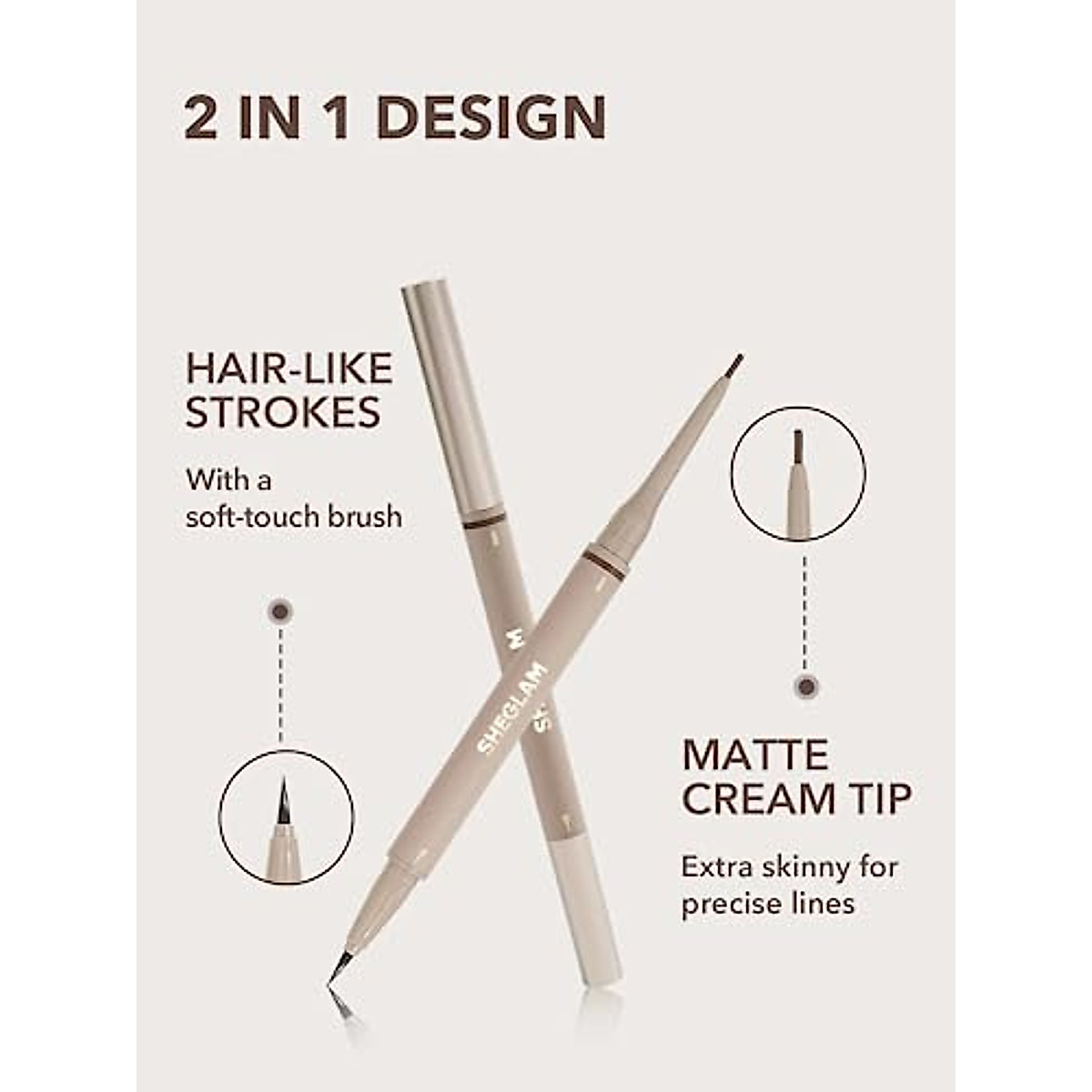 SHEGLAM Dual-Sided Eyebrow Pencils Cream Waterproof Long Lasting Eye brow Pen Makeup - Chocolate