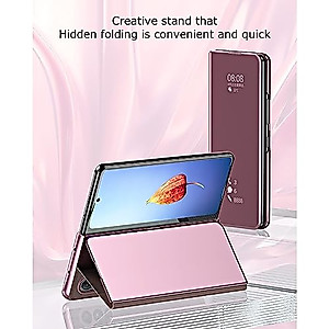 EKSED Case for Samsung Galaxy Z Fold 5, Plating Mirror Leather Protective Shell, Hard PC Frame Anti-Drop Anti-Fingerprint Full Coverage Protective Case,Black