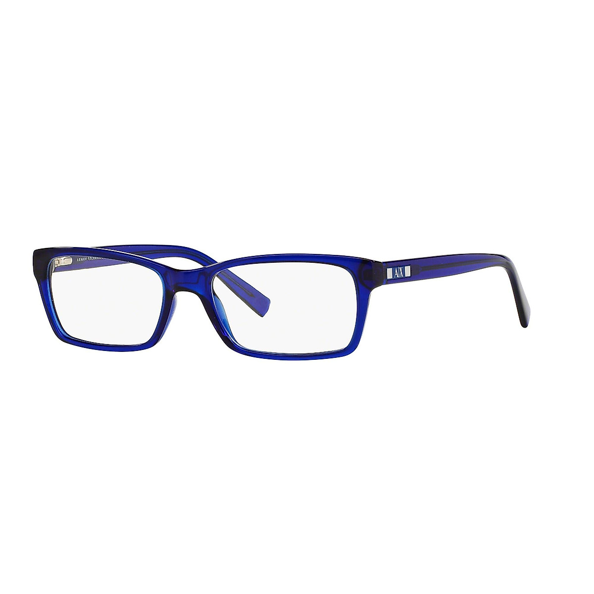 A|X ARMANI EXCHANGE Men's AX3007 Rectangular Prescription Eyeglass Frames, Marine Transparent/Demo Lens, 53 mm