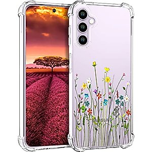 Topgraph Samsung Galaxy S23 Case Floral Flower Clear Cute for Women Girly Designer Girls,Silicone Transparent Phone Case Floral Design Compatible with Samsung Galaxy S23 (Flower Bouquet Wild)