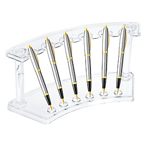 SOUJOY 8 Pack Acrylic Pen Display Stand, 6-Slot Pen Holder Rack, Eyebrow Pen Stand, Makeup Brush Rack Organizer for School Office Home Store