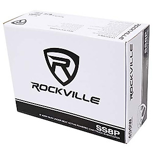 Rockville SS8P 400 Watt Slim Under-Seat Powered Car/Truck Subwoofer Sub+Amp Kit Black