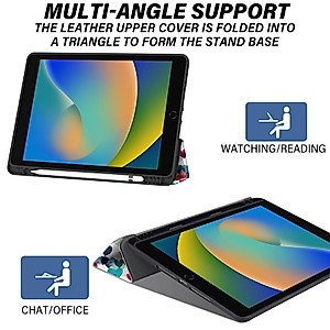 Deokke Compatible with iPad 10.2 inch Case,9th /8th /7th Generation Case(2021/2020/2019) with Pencil Holder Soft TPU Back Case,Auto Sleep/Wake Cover,Cute Aesthetic for Girls Women-Raining Hearts