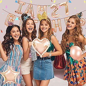 Santonila 19th Birthday Party Set-I am 19 Bitches Funny Banner Confetti Rose Gold Balloons for Girls 19 Years Old Birthday Decoration