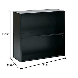 OSP Designs Prado 2 Shelf Bookcase, 30-Inch, Black