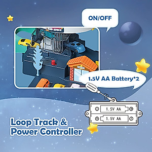 RedCrab Car Race Track Elevator Toy for Boys,Kids Space Toy Car Ramp Climbing Hills Parking Adventure Playset,Satellite Cars Garage Track with Electric Elevator Toy for Children