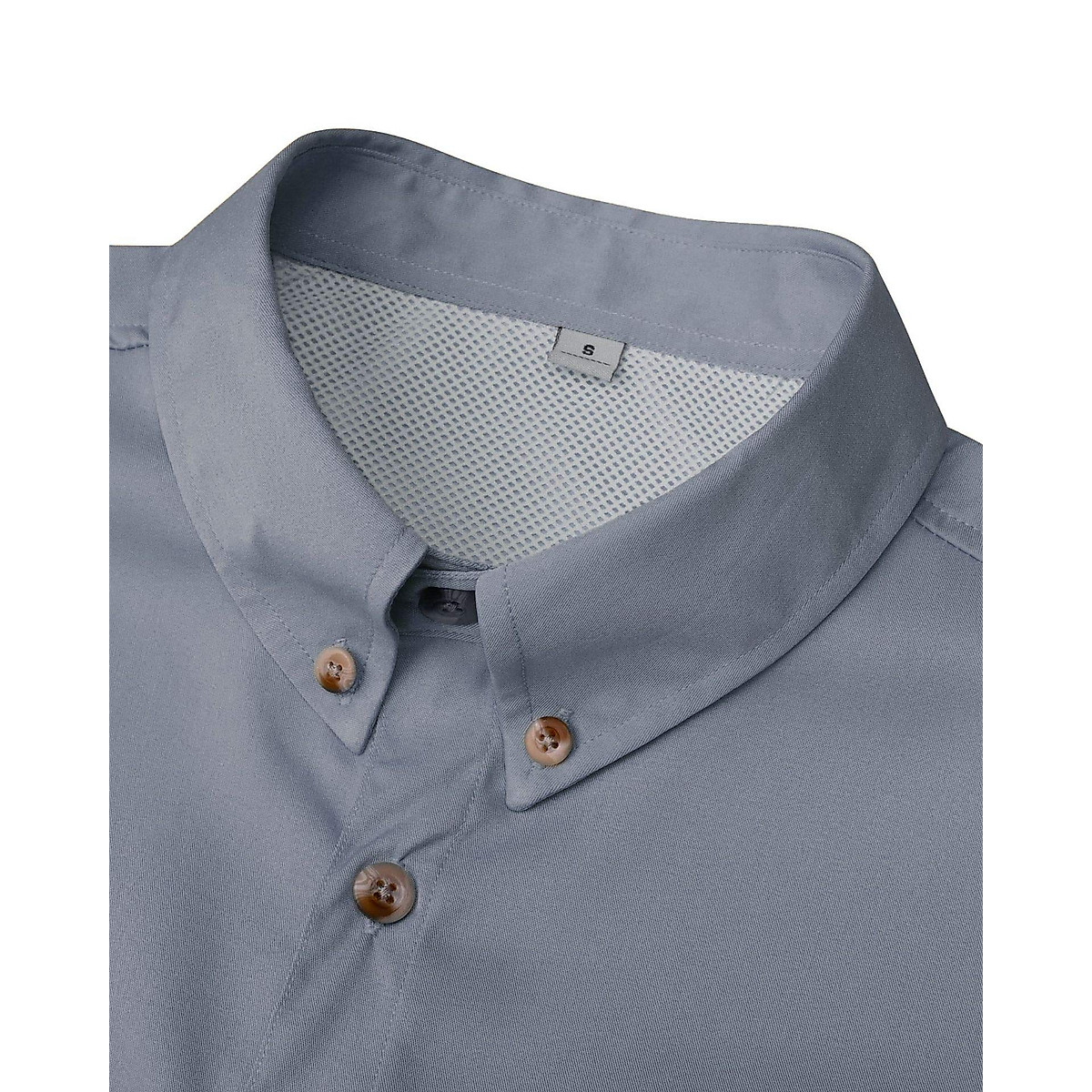 Alimens & Gentle Short Sleeve Fishing Shirt Wicking Fabric Sun Protection Casual Button Down Shirts Grey