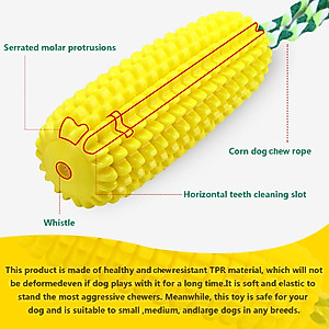 Sumind Dog Chew Toys Squeaky Puppy Toothbrush Clean Teeth Interactive Corn Cob Toys Dog Toys Aggressive Chewers Small Medium Large Breed for Training and Cleaning Teeth