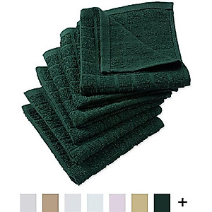 DII Basic Terry Collection Solid Windowpane Dishcloth Set, 12x12, Dark Green, 6 Piece