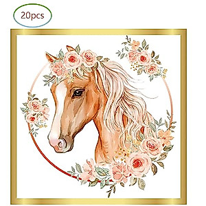 Lxlesf Horse Birthday Party Supplies20 Plates and 20 Napkins, Cowgirl Wild Horse Party Dinner Dessert Plate Napkins Birthday Tableware Decorations for Girls