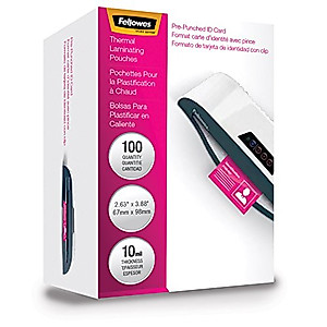 Fellowes, Hot Laminating Pouches, 10 Mil, ID Card, 100 per Pack (52051)