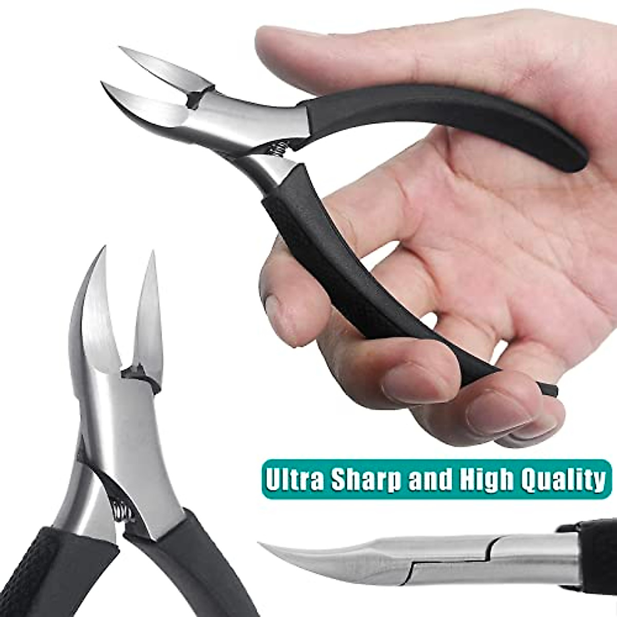 SGNekoo Toenail Clippers for Thick Nails Podiatrist Toe Nail Cutter Ingrown Nipper Easy Control Non-Slip Handle for Man Women Adult Seniors Stainless Steel Manicure Pedicure Tools(GJ131P6)