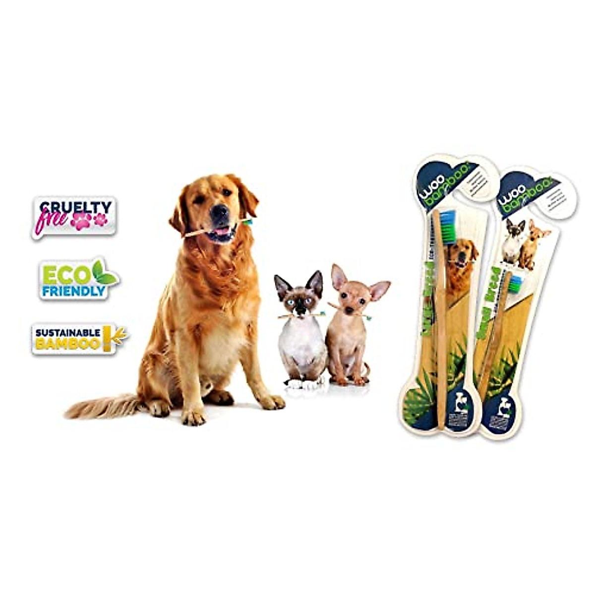 Woobamboo! Eco-Friendly Large Breed Bamboo Toothbrush 2 Pack
