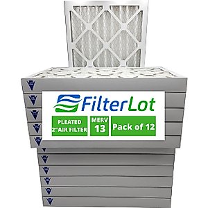 FilterLot 20x25x2 Air Filter MERV 13, Pleated HVAC AC Furnace Filters (12-Pack)