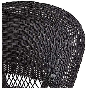 Jeco 3 Piece Rocker Wicker Chair Set, Black