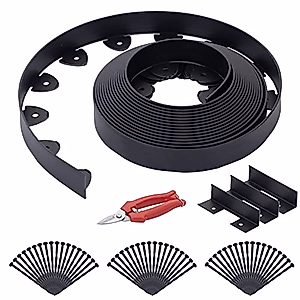 Landscape Edging Kit 60FT 2IN Tall, No Dig Garden Edging with 54 Anchoring Spikes, Plastic Garden Edging Border for Landscaping, Black