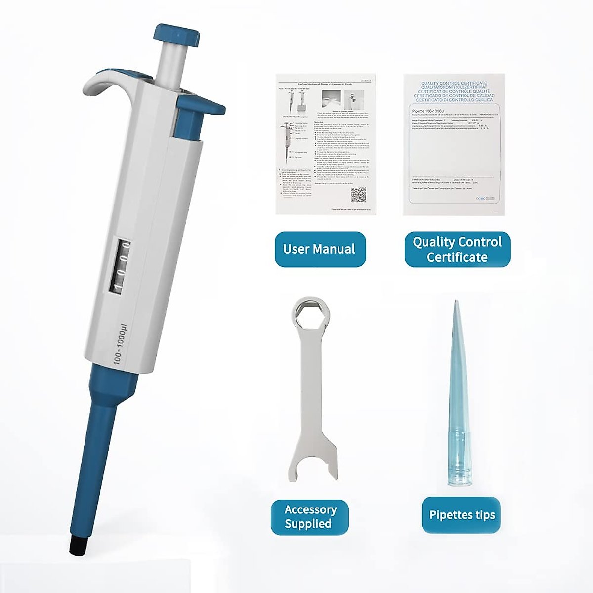 West Tune 100-1000μL Micropipette High-Accurate Pipettor Adjustable Variable Volume Single-Channel Pipette for Laboratory