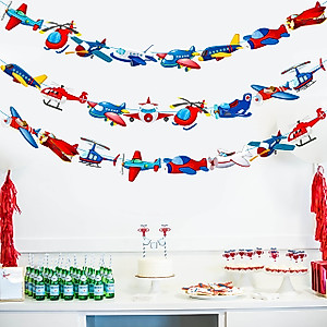 Airplane Party Banner Airplane Birthday Party Banners 3Pcs Aviation Party Cutout Banners Helicopter Hanging Decorations for Plane Theme Baby Shower Supplies