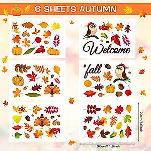 87 Pcs Fall Thanksgiving Wall Decals Maple Leaves Acorns Wall Sticker Autumn Party Supplies Thanksgiving Wall Stickers for Home Office Living Room Classroom Holiday Harvest Wall Decor (Maple Leaf)