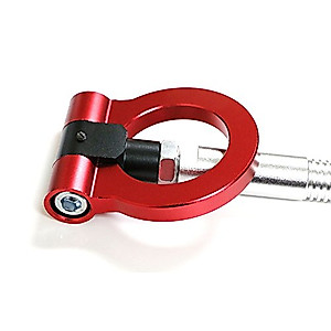 iJDMTOY Red Track Racing Style Tow Hook Ring Compatible with BMW 1 3 5 Series X5 X6 (E36 E39 E46 E90 E92, etc), Compatible with Mini Cooper (R52 R56 R57 R58 R59, etc)