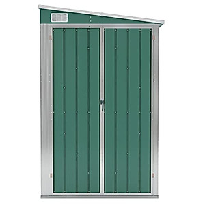 Aisifx Wall-Mounted Garden Shed Green 46.5"x150.4"x70.1" Galvanized Steel
