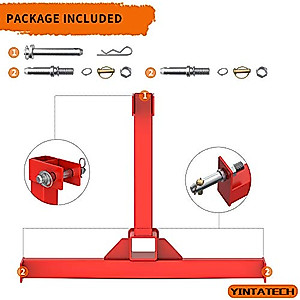 YINTATECH 3 Point Trailer Hitch with 2" Receiver for Category 1 Tractor Gooseneck Drawbar Adapter Red Towing Hitch