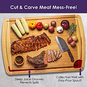Totally Bamboo 36" x 24" Bamboo Wood XXL Cutting Board, Stove Top Cover or Over the Sink Chopping Block, Noodle Board and Giant Charcuterie Serving Tray