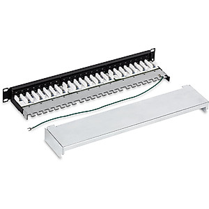 TRENDnet 24-Port Cat6A Shielded Patch Panel, 1U 19" Metal Housing, 10G Ready, Cat5e,Cat6,Cat6A Compatible, Cable Management, Color-Coded Labeling for T568A and T568B Wiring, Black, TC-P24C6AS