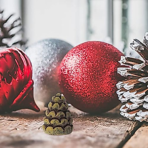 Garneck Home Decor 20Pcs Christmas Mini Pine Cones Ornaments Resin Miniatures Pine Cones Figurine DIY Snow Globe Fillers for Christmas Decorations Fall Decor