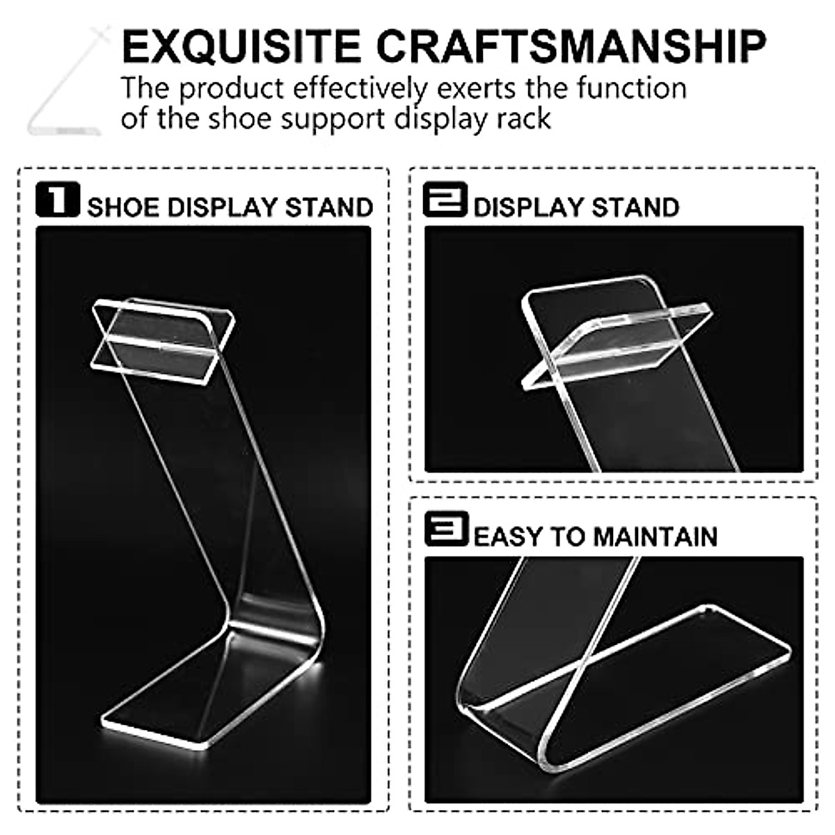 Mikikit High Heels Rack Shoe Display Holder Acrylic Shoe Display Rack, 2pcs Shoe Display Stand Acrylic Shoe Stand Sandal Display Rack for Sandal Sports Shoes Casual Shoe Stand Sports Shoe Rack