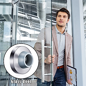 Pangda Concave Wall Door Bumper Stop Silver Stainless Steel Wall Door Bumper with 1-1/8 Inch Gray Round Rubber Bumper Wall Protector Door Stops (Silver,6 Pieces)