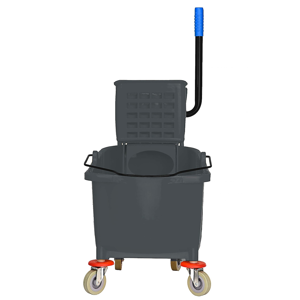 Alpine Industries 36 Quart Heavy Duty Mop Bucket with Removable Side Wringer, Rounded Front Lip, and Non Marking Wheels, Gray,ALP462-GRY
