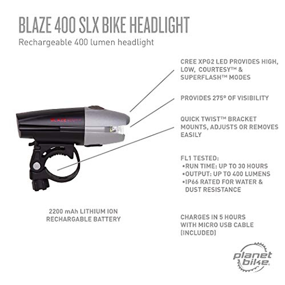 Planet Bike Blaze® 400 SLX Bike Headlight