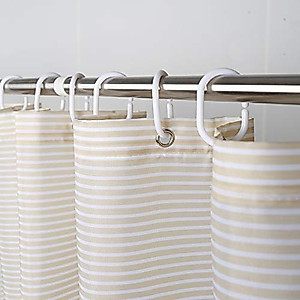 MORNITE Beige Shower Curtains for Bathroom, Shower Curtain Gold Tan Taupe Brown Grey White Neutral Striped Waterproof Fabric with 12 Plastic Hooks, 72"x72"