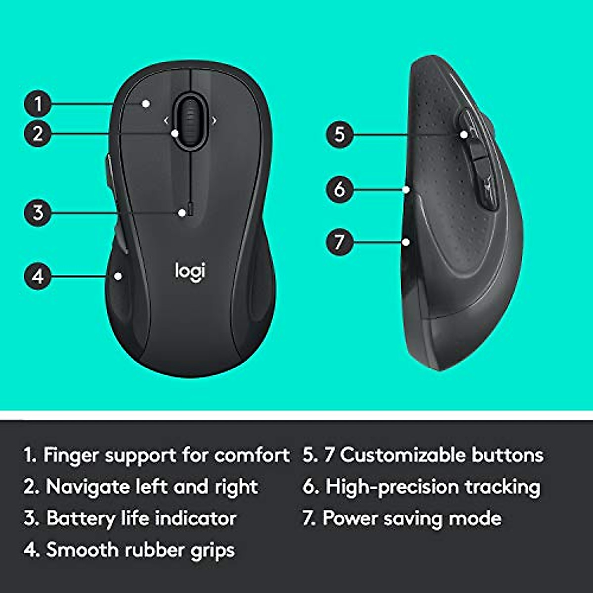 Logitech M510 Wireless Computer Mouse for PC with USB Unifying Receiver - Graphite